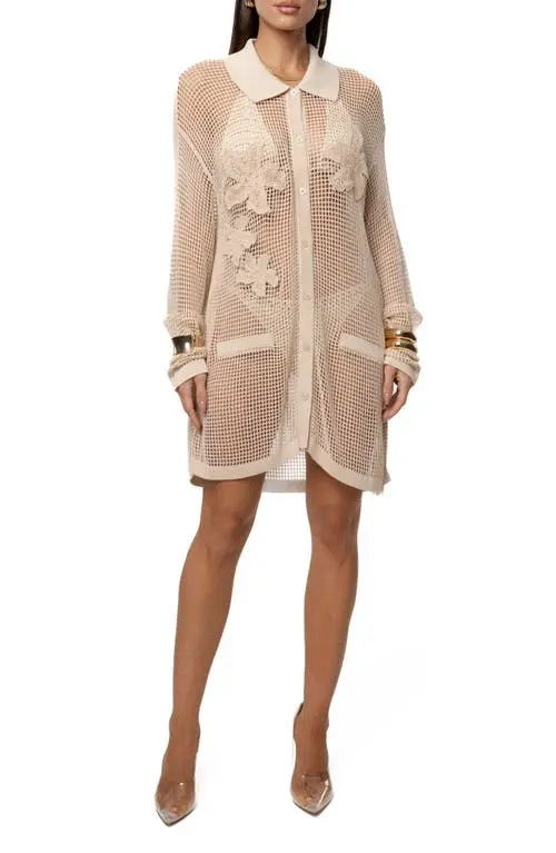 JLUXLABEL Solara Floral Appliqué Cover-up Shirt