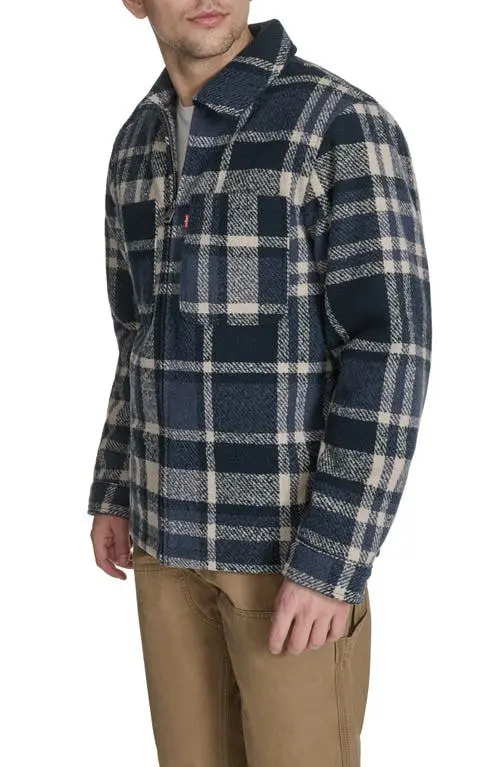 LEVI'S Zip Front Plaid Shacket - Blue Surf