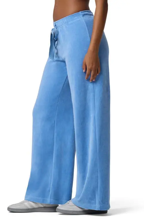 FLORENCE BY MILLS Velour Wide Leg Pants - Vintage Blue