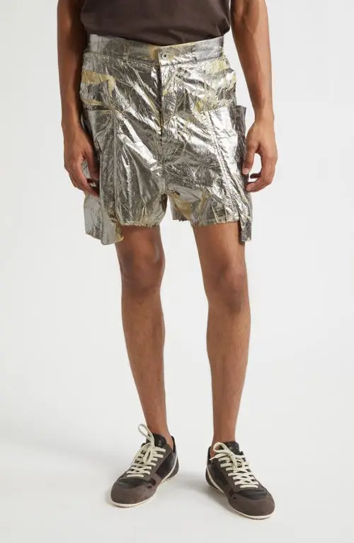 Rick Owens Stefan Metallic Cargo Shorts - Palladium
