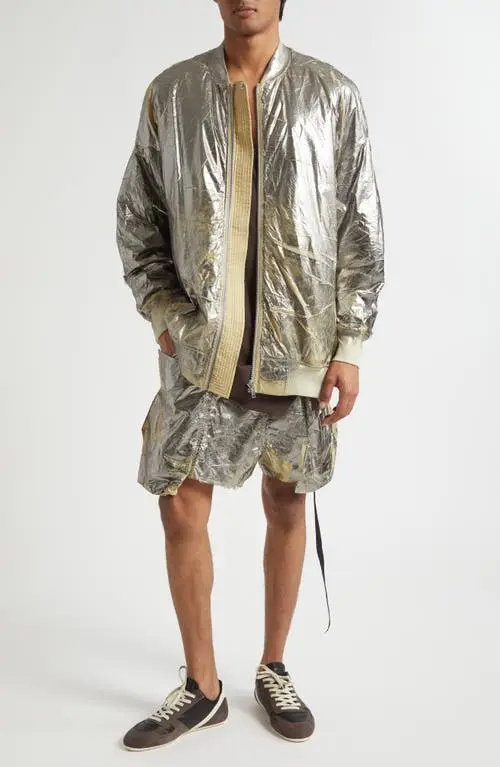 Rick Owens Stefan Metallic Cargo Shorts - Palladium