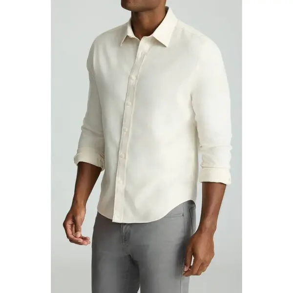 UNTUCKIT Veneto Regular Fit Textured Wrinkle Free Cotton Button-down Shirt - Chalk White