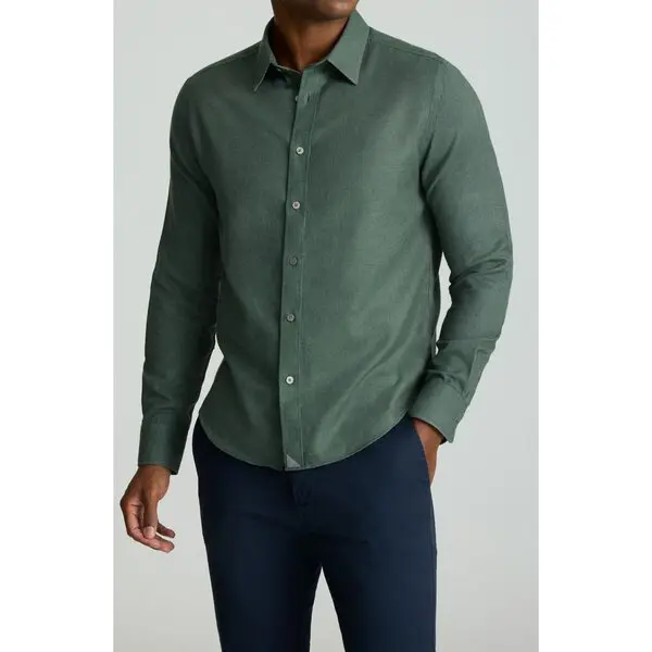 UNTUCKIT Veneto Regular Fit Textured Wrinkle Free Cotton Button-down Shirt - Forest Green
