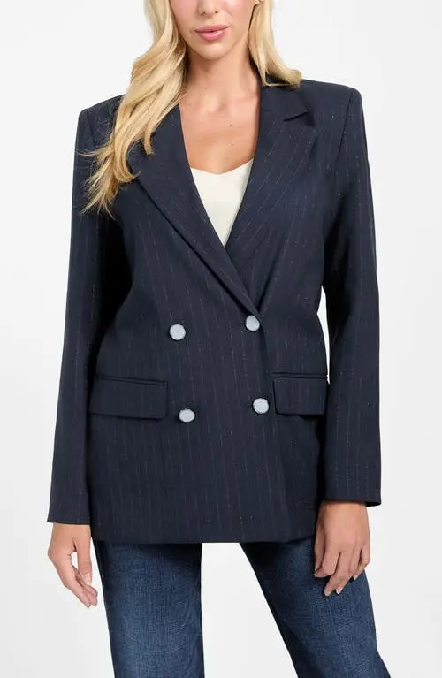 Guess Zanita Pinstriped Double Breasted Blazer