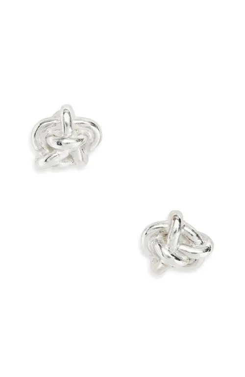 SHANA CAVE Flower Knot Stud Earrings - Silver