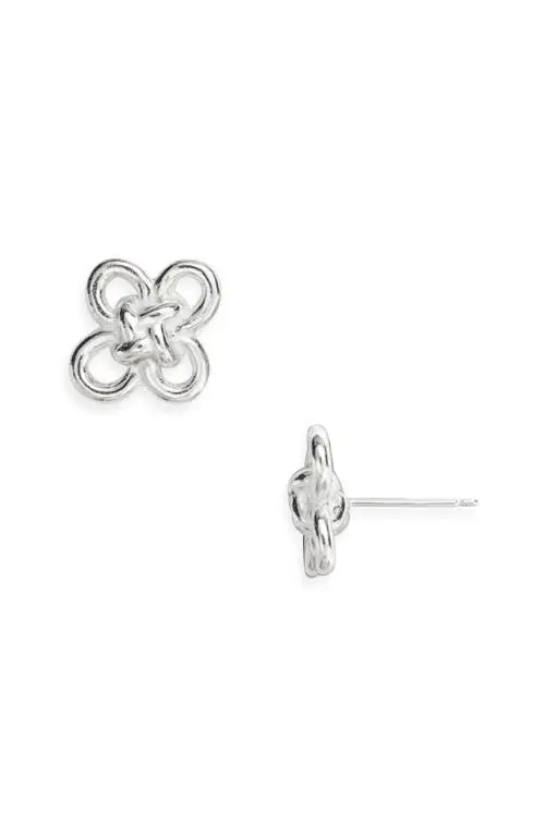 SHANA CAVE Good Luck Knot Sterling Stud Earrings - Silver