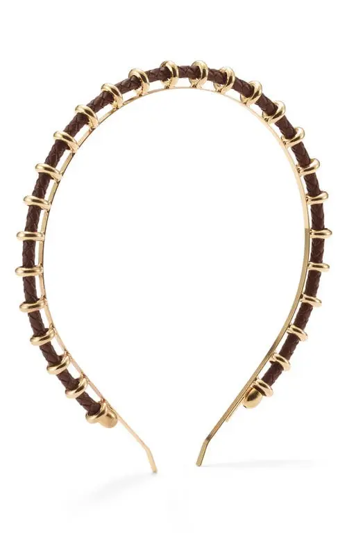 LELET NY Bentley Braided Leather Headband - Chocolate