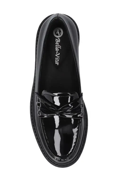 BELLA VITA Avalon Lug Sole Loafer - Black Patent