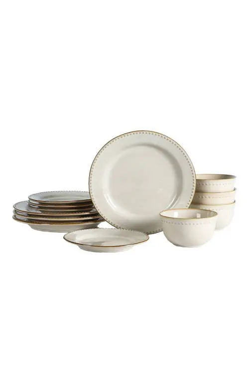STONE + LAIN Comet Stoneware 12-piece Dinnerware Set - Cream