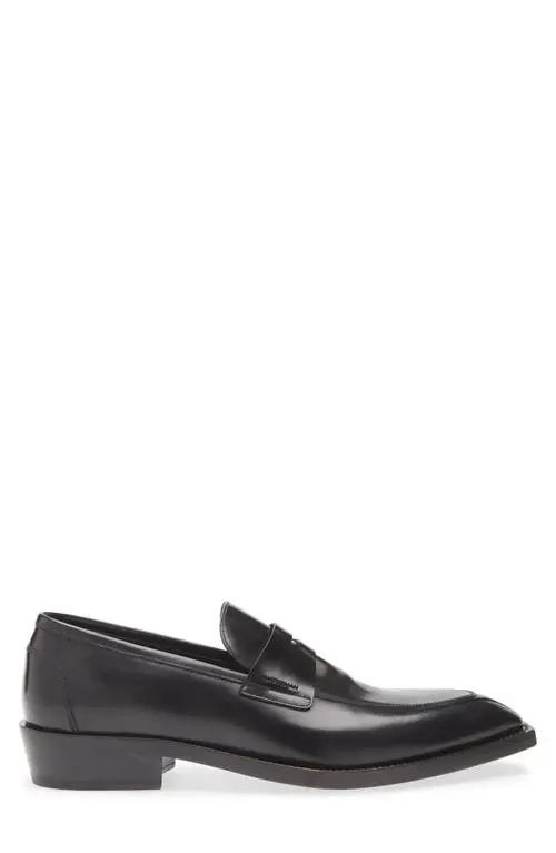STUART WEITZMAN Camillo Square Toe Suede Penny Loafer - Black