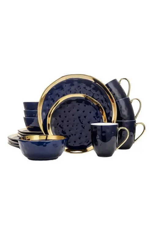 STONE + LAIN Florian Porcelain 16-piece Dinnerware Set - Navy Blue