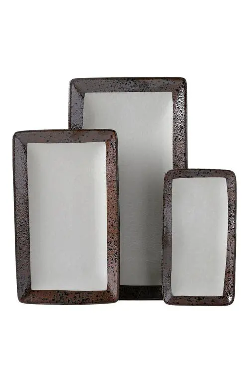 STONE + LAIN Lucy Porcelain 3-piece Serving Plate Set - Beige