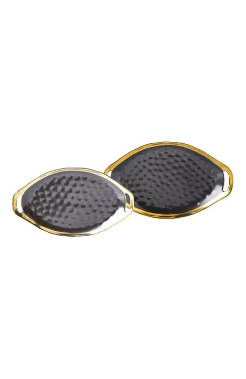 STONE + LAIN Florian Porcelain 2-piece Serving Plate Set - Black