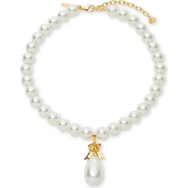 Lele Sadoughi Faux Necklace With Droplet - Pearl