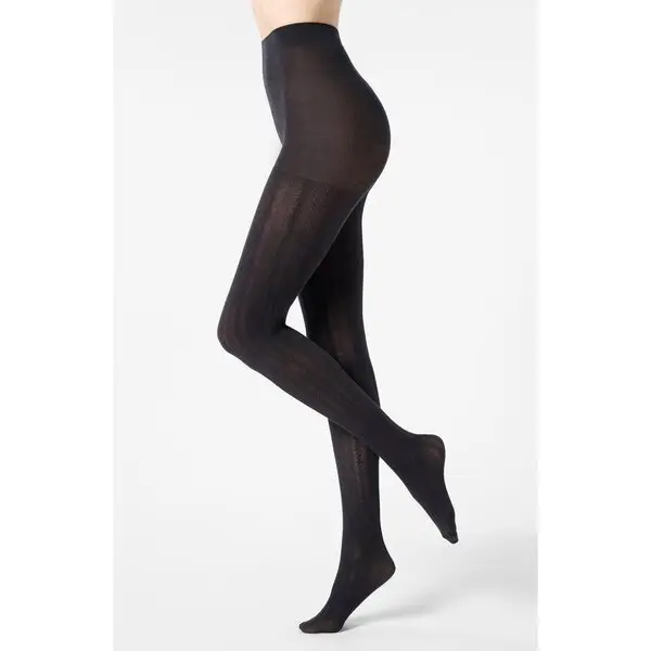 Oroblu Cotton Blend Patterned Tights - Black