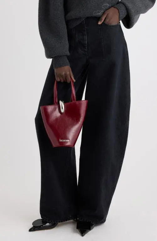 Jacquemus Le Bambola Moyen Leather Bucket Bag - Burgundy 490