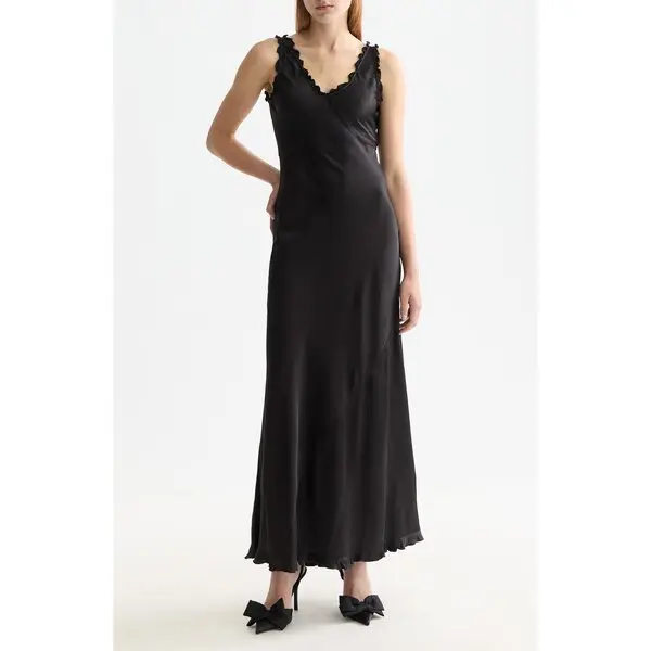 Scotch & Soda Ruffle Trim Maxi Slipdress