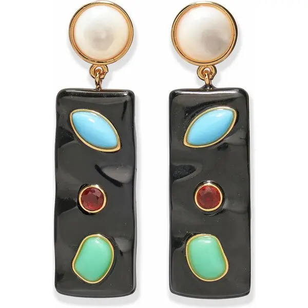 LIZZIE FORTUNATO Tessera Drop Earrings - Black Multi