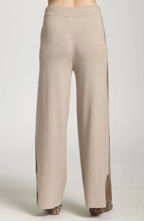 APNY Drawstring Waist Split Hem Pants - Heather Sand