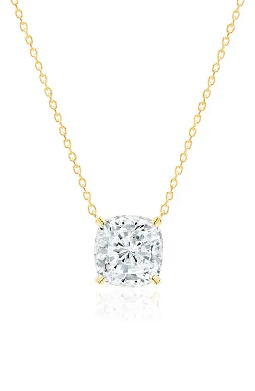 CRISLU Bliss Cushion Cut Zirconia Pendant Necklace - 18kyg/clear Stone