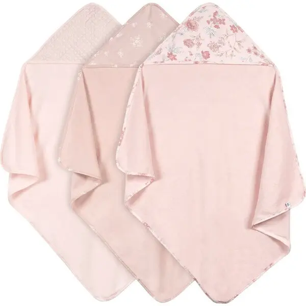 JUST BORN Hooded Towels Set - Pink Florals