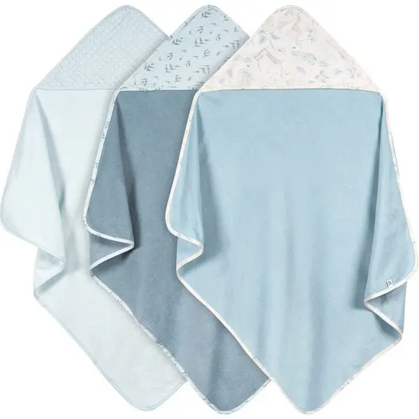 JUST BORN Hooded Towels Set - Soft Blue Tones