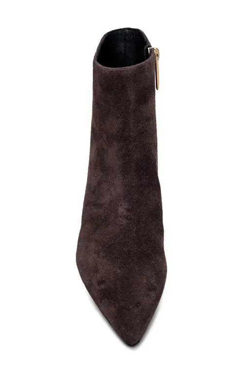 L'Agence Lilly Pointed Toe Bootie - Dark Brown Suede