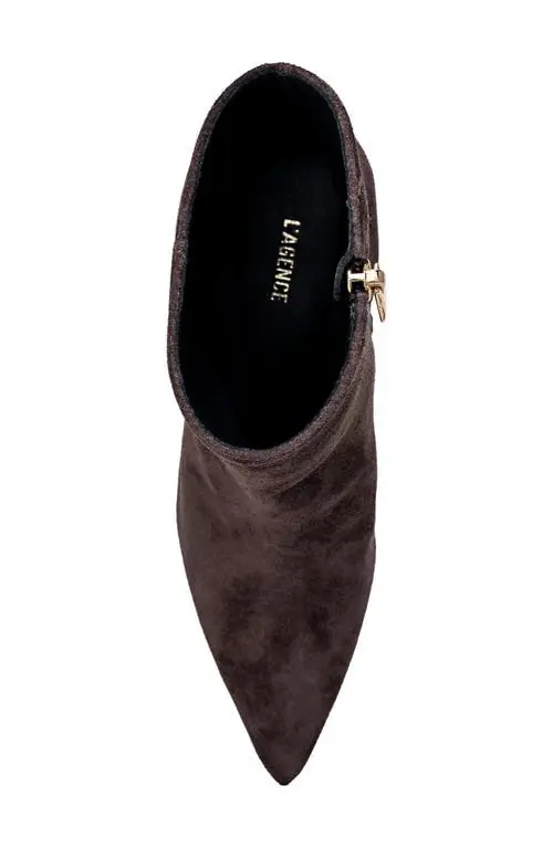 L'Agence Lilly Pointed Toe Bootie - Dark Brown Suede