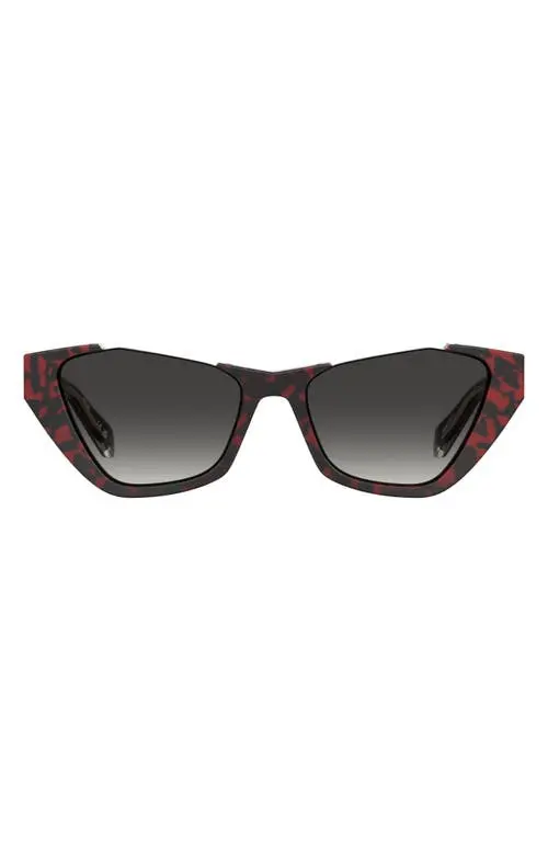 Moschino 53mm Cat Eye Sunglasses - Red Havana/dark Grey