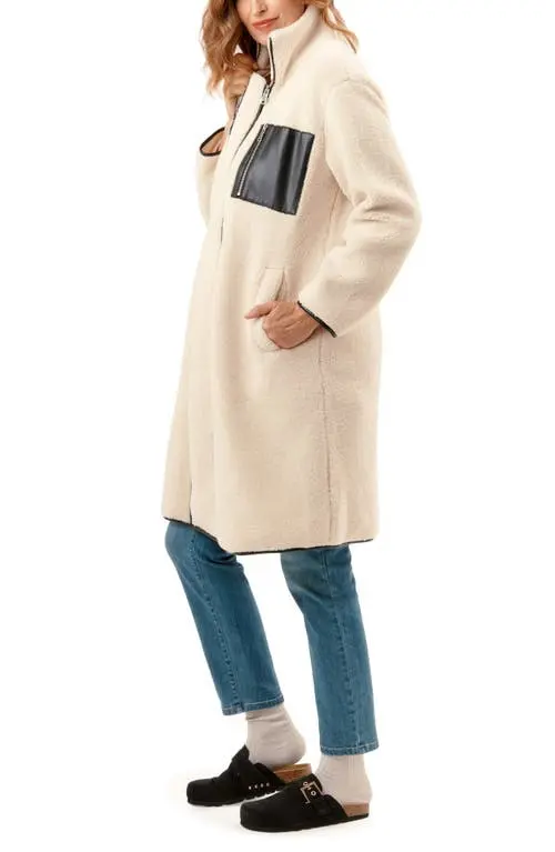 NOM MATERNITY Teddi Maternity & Baby Wearing Long Coat - Cream