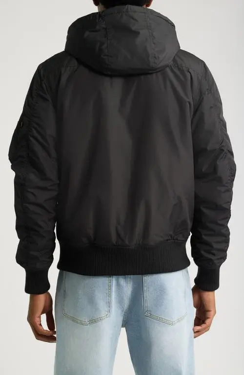 Alpha Industries Hooded Rib Flight Jacket - Black