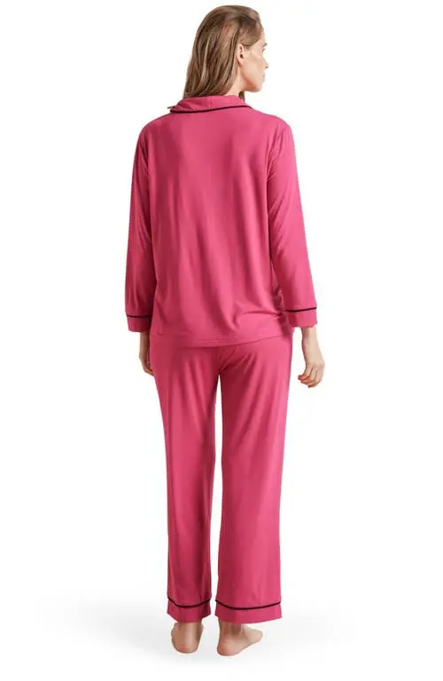 NOM MATERNITY Heart On My Sleeve Maternity Pajama Set - Raspberry