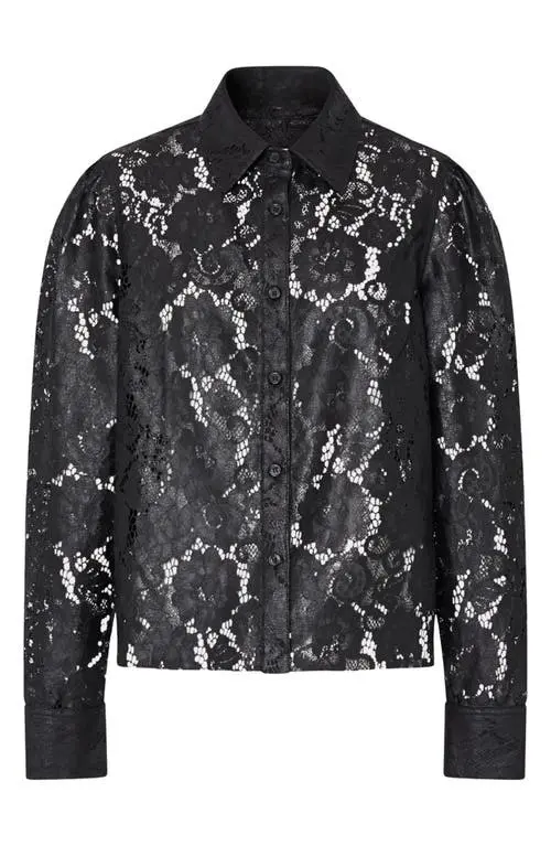MILLY Arlo Textured Lace Button-up Shirt
