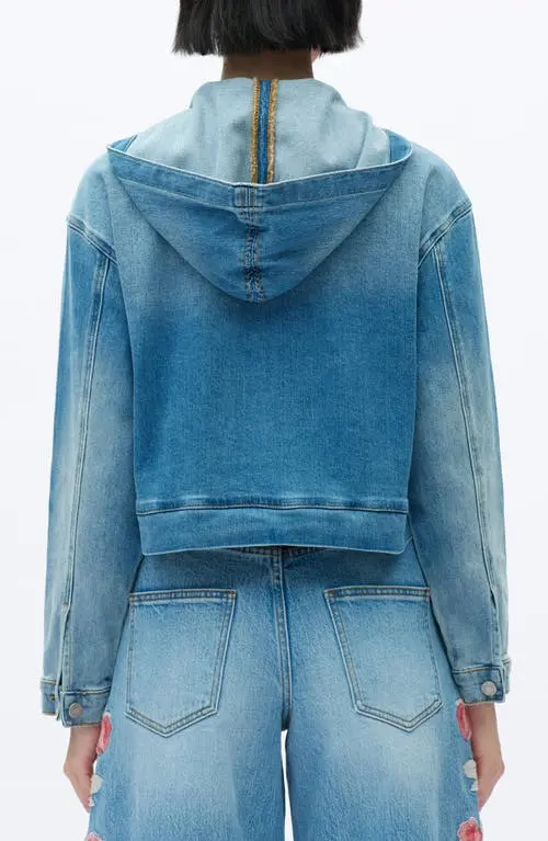 BAYEAS Denim Crop Hoodie