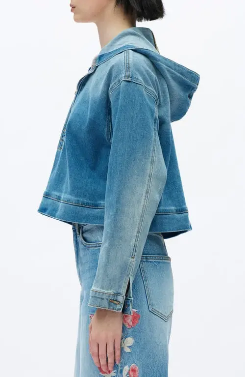 BAYEAS Denim Crop Hoodie