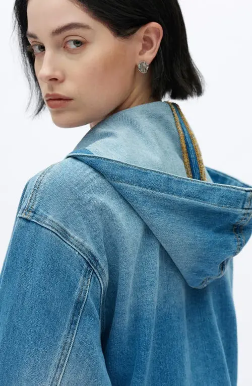 BAYEAS Denim Crop Hoodie