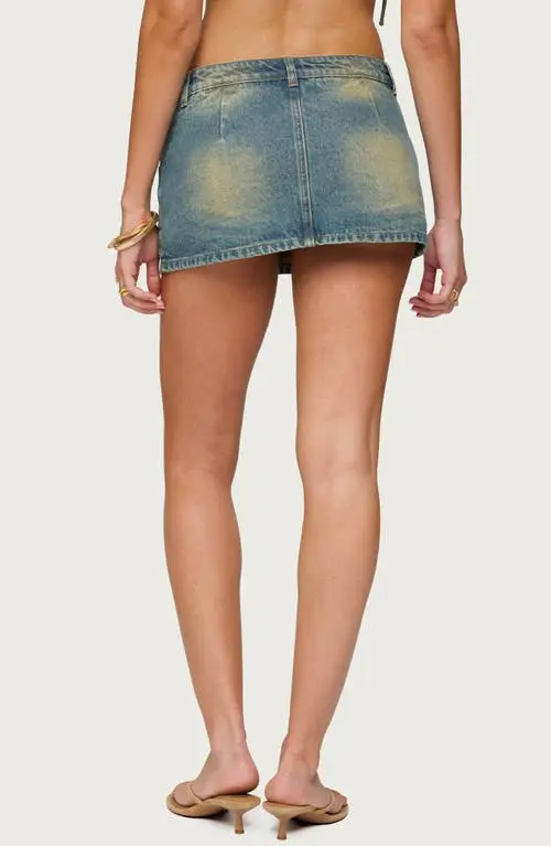 EDIKTED Denim Skort With Button Detailing - Blue-washed
