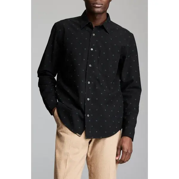 Billy Reid Standard Fit Geometric Dobby Button-up Shirt