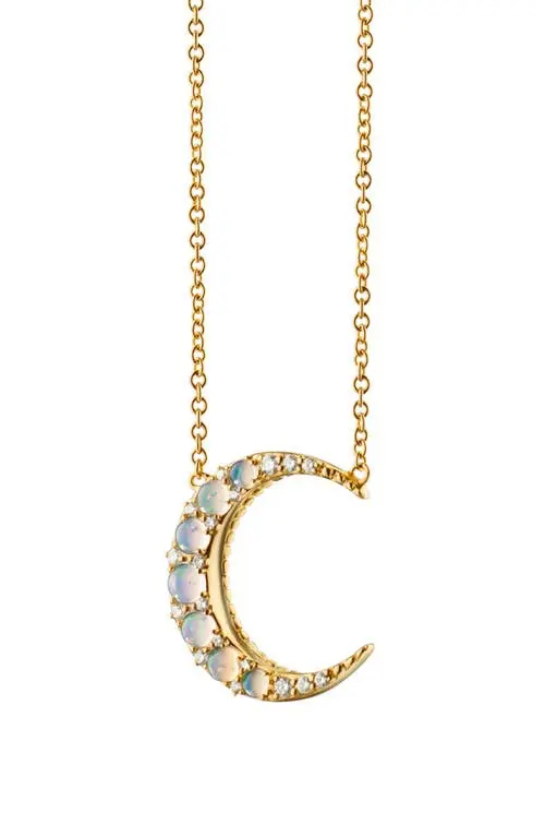 Monica Rich Kosann 18k Diamond And Opal Crescent Moon Pendant Necklace - Gold