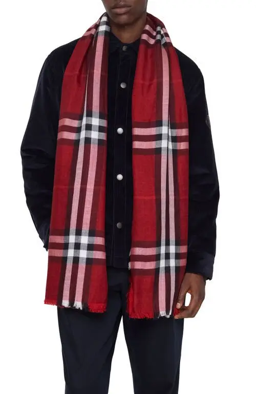 Burberry Reversible Medium Check Wool & Silk Scarf - Oxblood Red/post