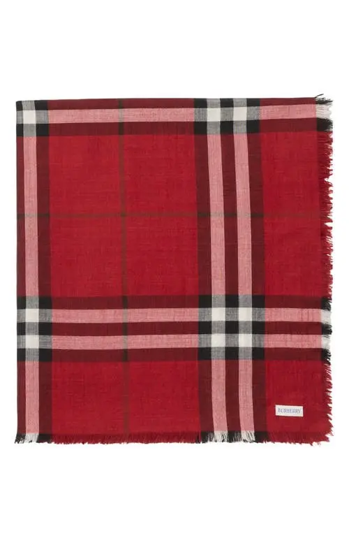Burberry Reversible Medium Check Wool & Silk Scarf - Oxblood Red/post