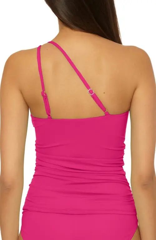 SOLUNA One-shoulder Cutout Tankini Top - Hot Pink