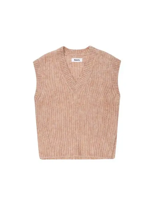 RO&ZO Knit V-neck Sleeveless Vest - Caramel