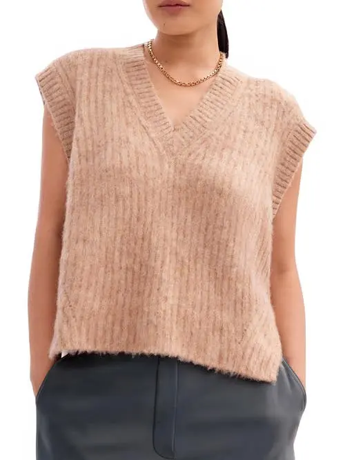 RO&ZO Knit V-neck Sleeveless Vest - Caramel