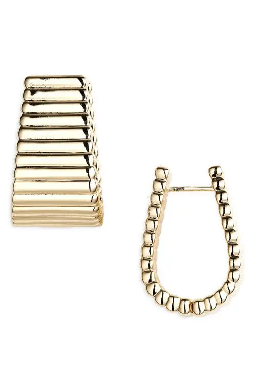 ROXANNE ASSOULIN Ribbed Hoop Earrings - Gold
