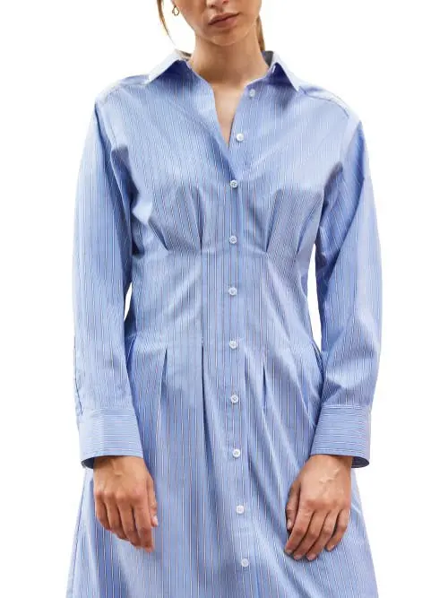RO&ZO Long Sleeve Stripe Shirt Midi Dress