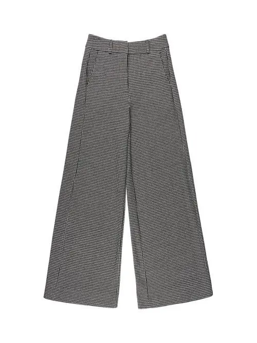 RO&ZO Tailored Wide Leg Houndstooth Trousers
