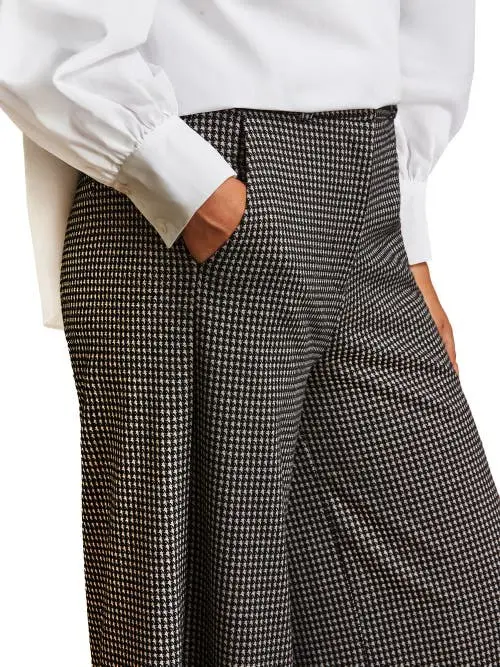 RO&ZO Tailored Wide Leg Houndstooth Trousers