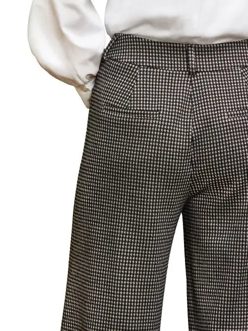 RO&ZO Tailored Wide Leg Houndstooth Trousers