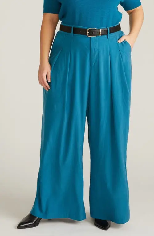 Universal Standard Wide-leg Cupro Pants - Blue Beetle